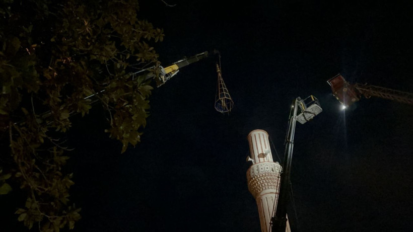 Fırtınada zarar gören minarede çalışma başlatıldı - F5Haber